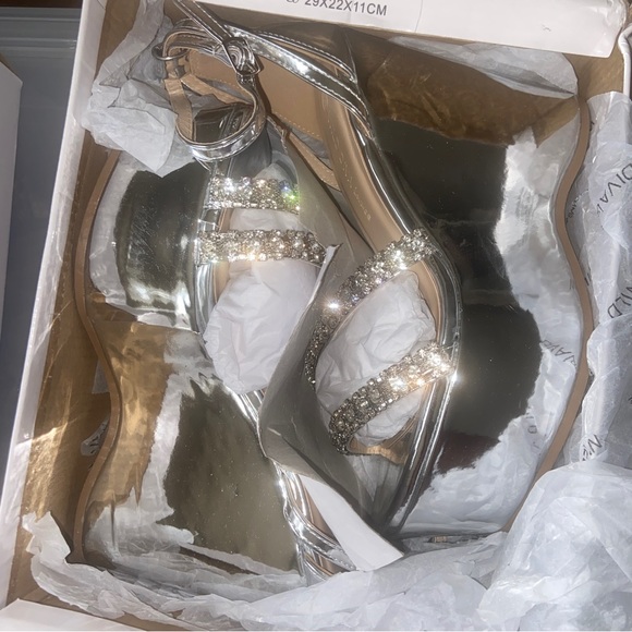 Fashion Nova | Shoes | Nwb Meet Me Backstage Wedges Silver Rhinestone ...